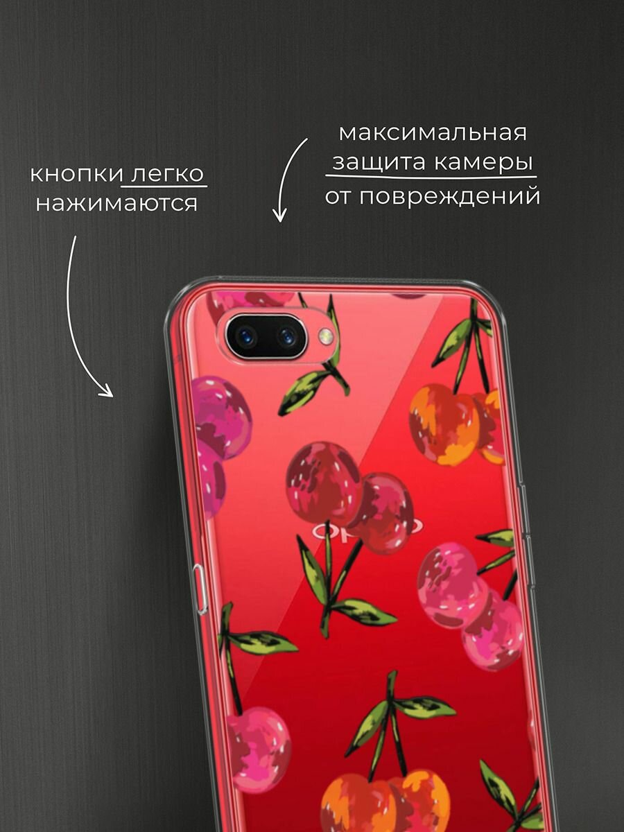 Силиконовый чехол на Oppo A3s / Oppo A3s с принтом "Яркие вишни" — фото 1