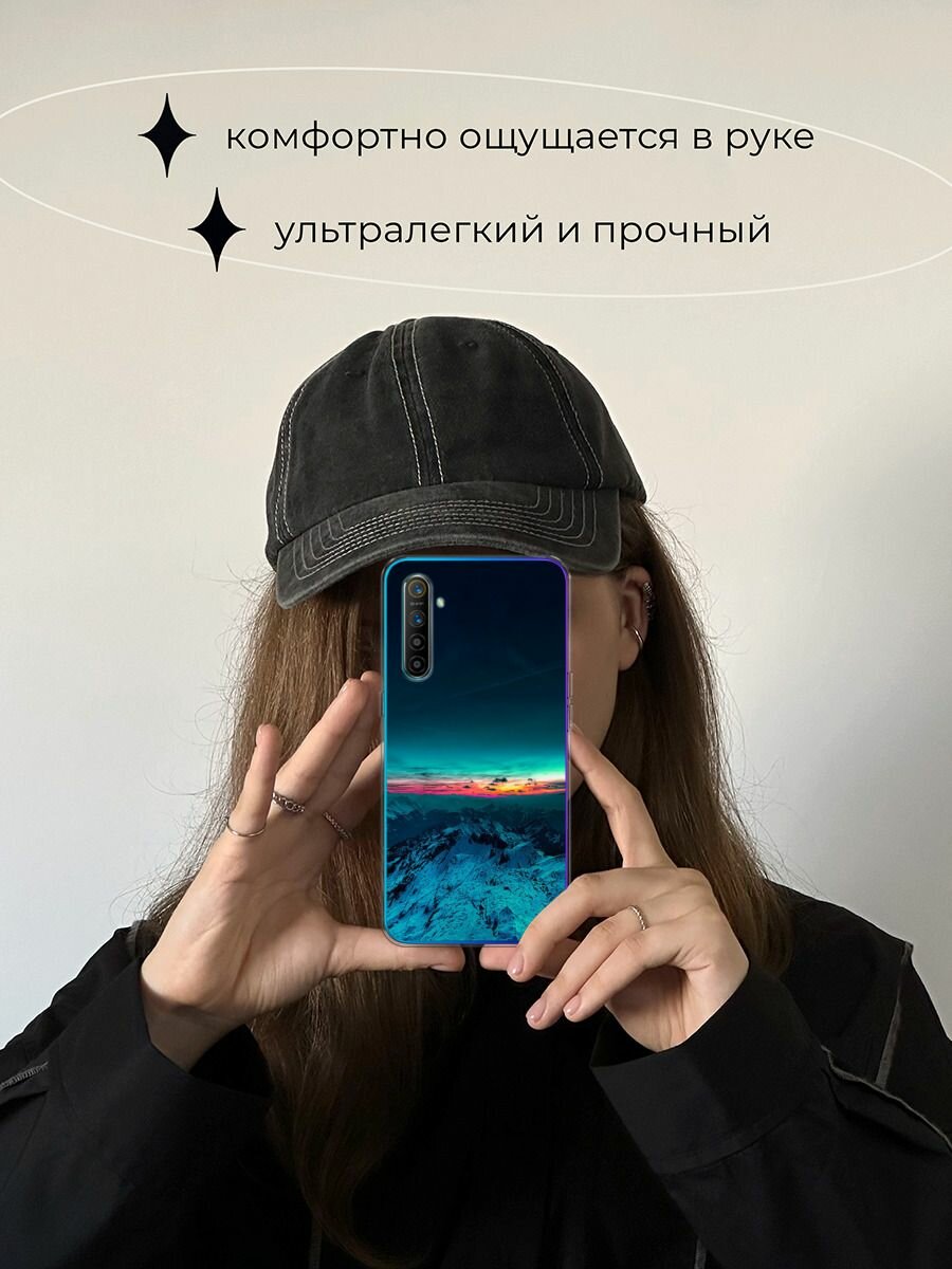 Силиконовый чехол на Realme XT / Реалми XT с принтом "Закат в горах" — фото 1