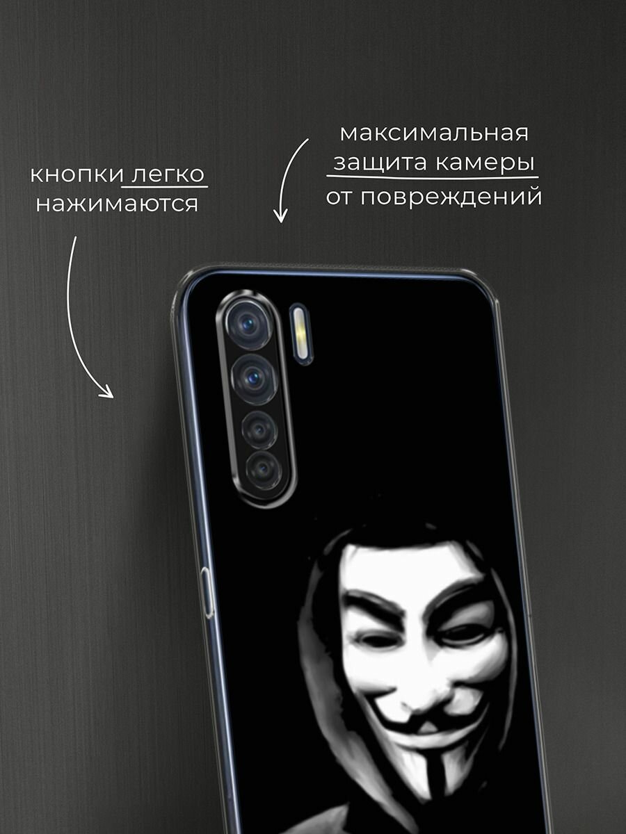 Чехол на Oppo A91/Reno 3 / Оппо A91/Рено 3 с принтом "Анонимус" — фото 1