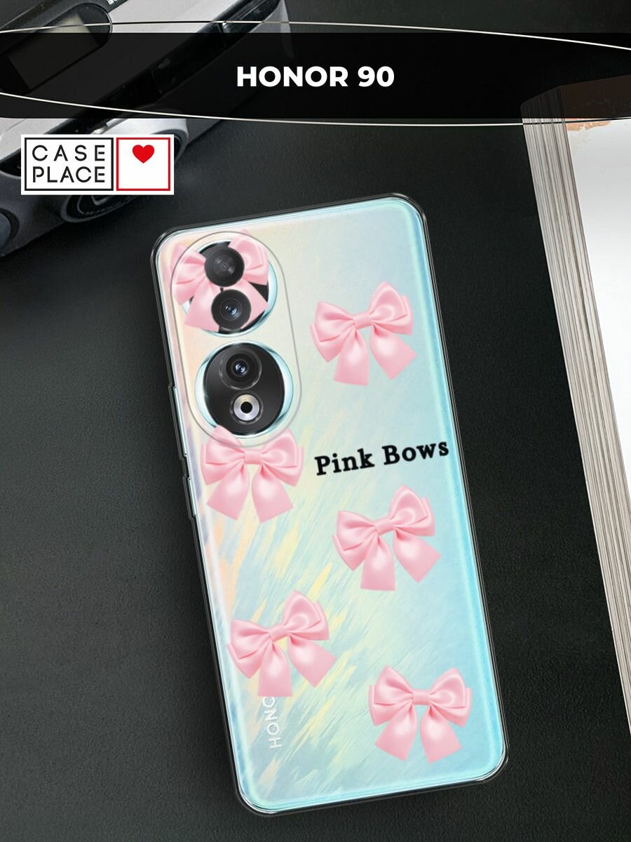Чехол на Honor 90 / Хонор 90 с принтом "Pink Bows", прозрачный