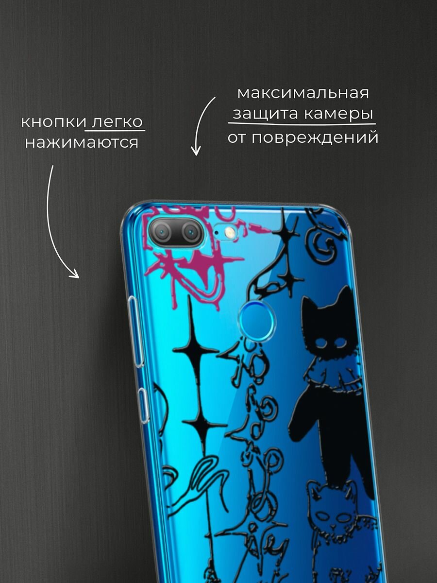 Чехол на Honor 9 Lite / Хонор 9 Лайт с принтом "Готические котики" — фото 1