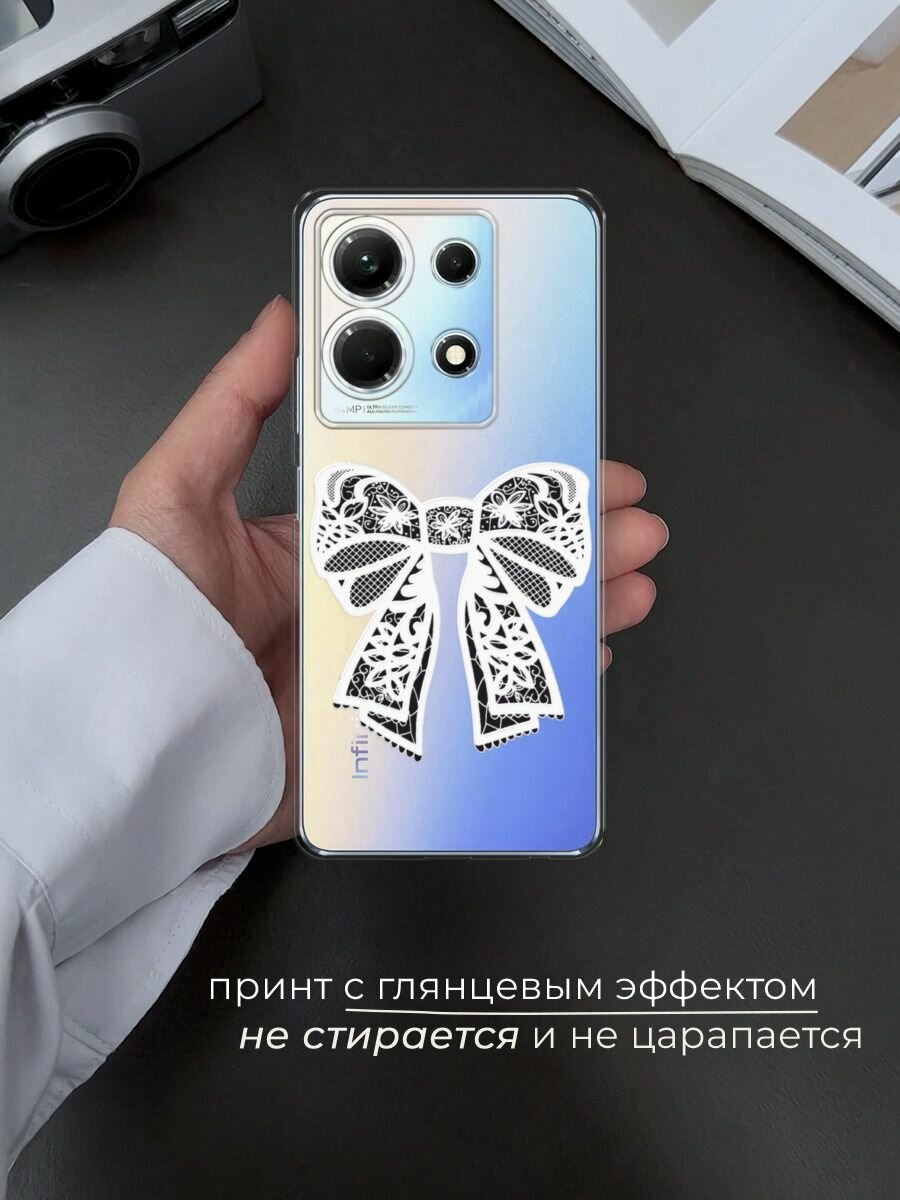 Чехол на Infinix Note 30 4G / Инфиникс Нот 30 4G с принтом "Черно-белый бант 2" — фото 1