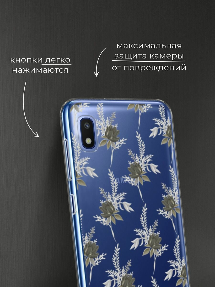 Чехол на Samsung Galaxy A10 / Самсунг Галакси А10 с принтом "Паттерн цветы сепия" — фото 1