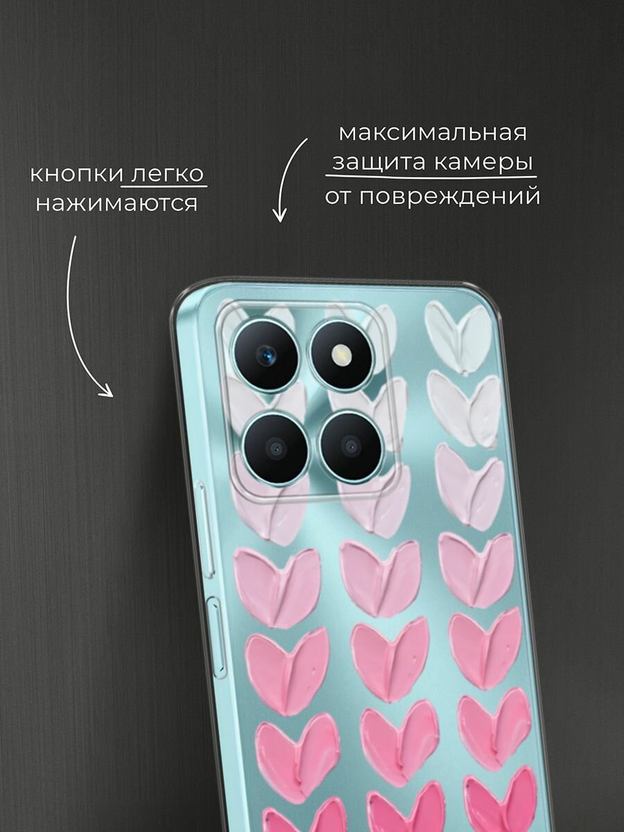 Чехол на Honor X6A / Хонор X6A с принтом "Градиент из сердечек" — фото 1