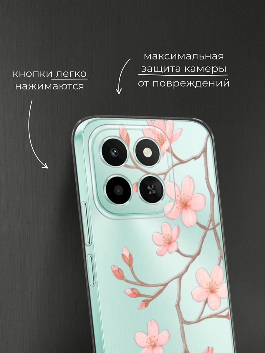 Чехол на Honor X6c / Хонор X6c с принтом "Веточка распускающейся сакуры 2" — фото 1