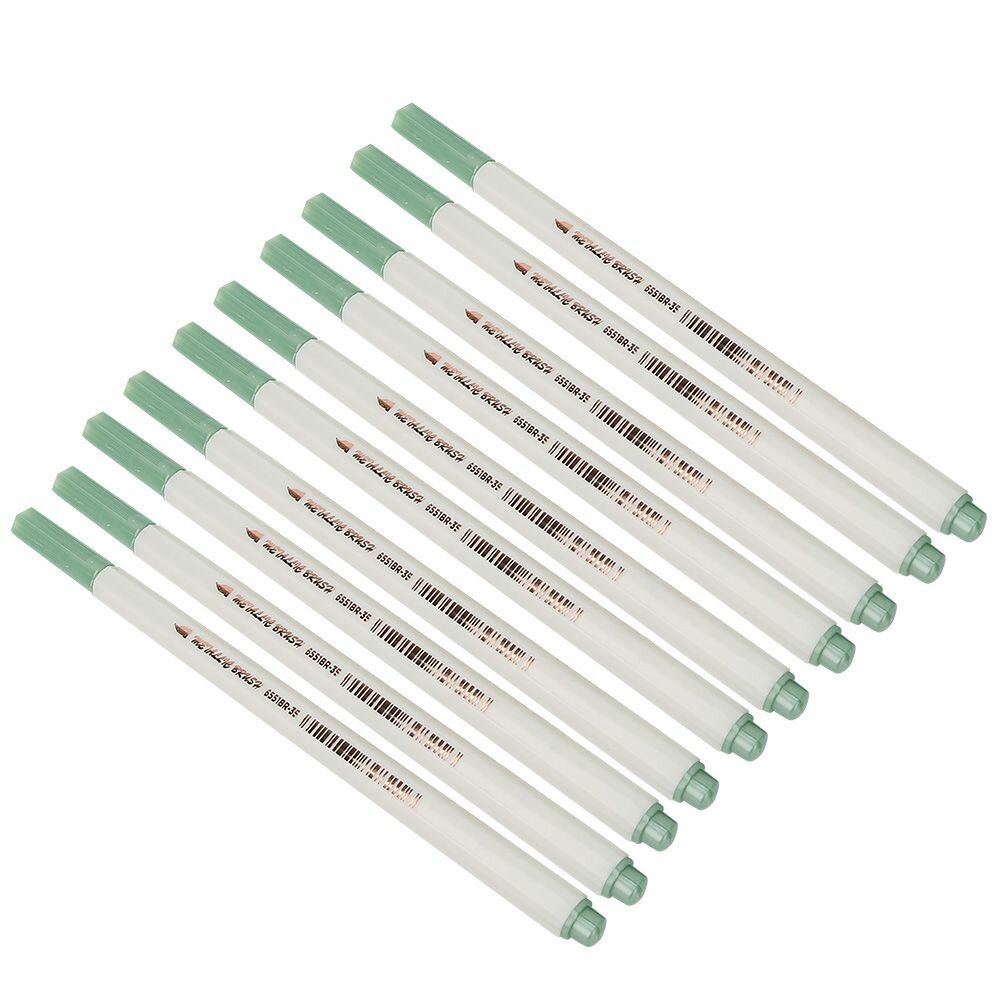 Мягкие кистевые ручки, жемчужный металлик, светло-зеленые, для скетчей