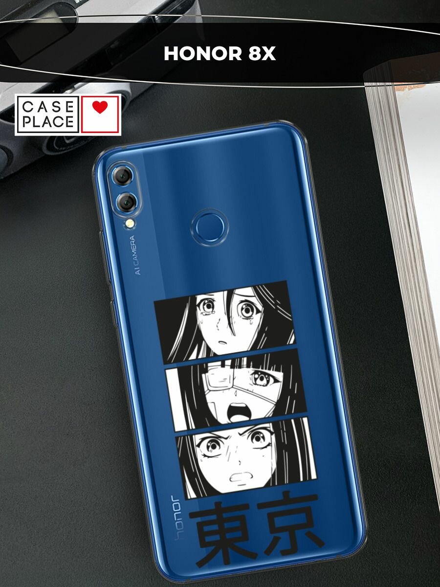 Чехол на Honor 8X / Хонор 8Х с принтом "Tokyo girls", прозрачный