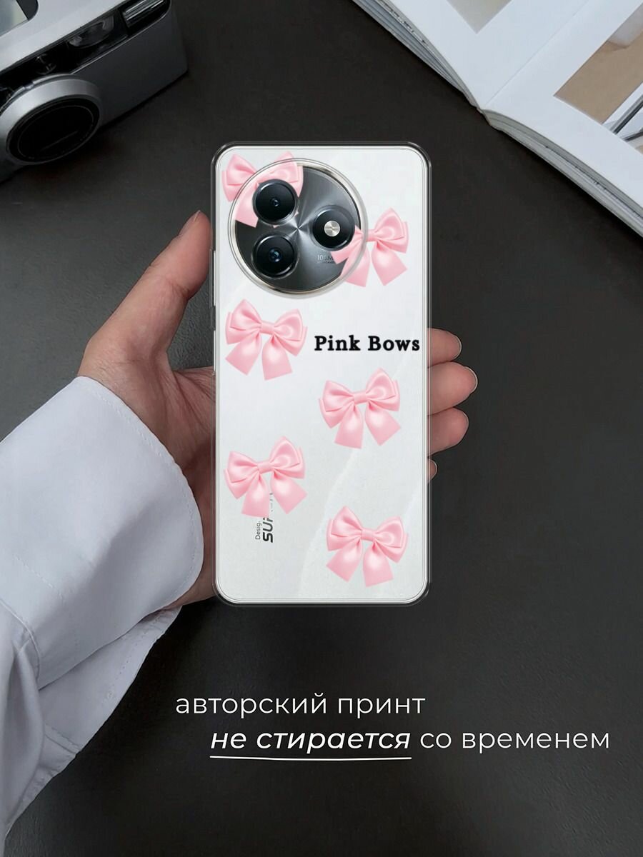 Чехол на Itel S24 / Ител S24 с принтом "Pink Bows", прозрачный — фото 1