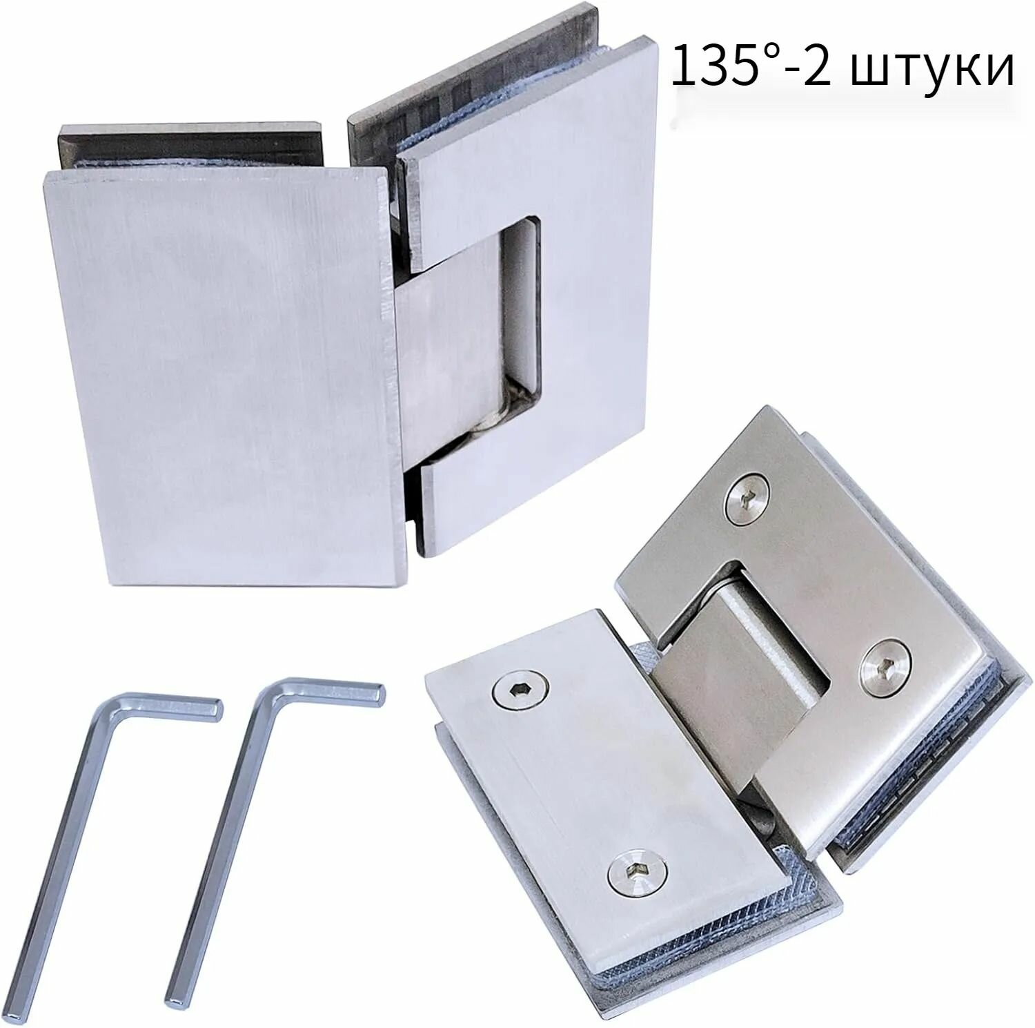 Дверная петля для душа из нержавеющей стали с двухсекционным стеклянным зажимом на 135градусов