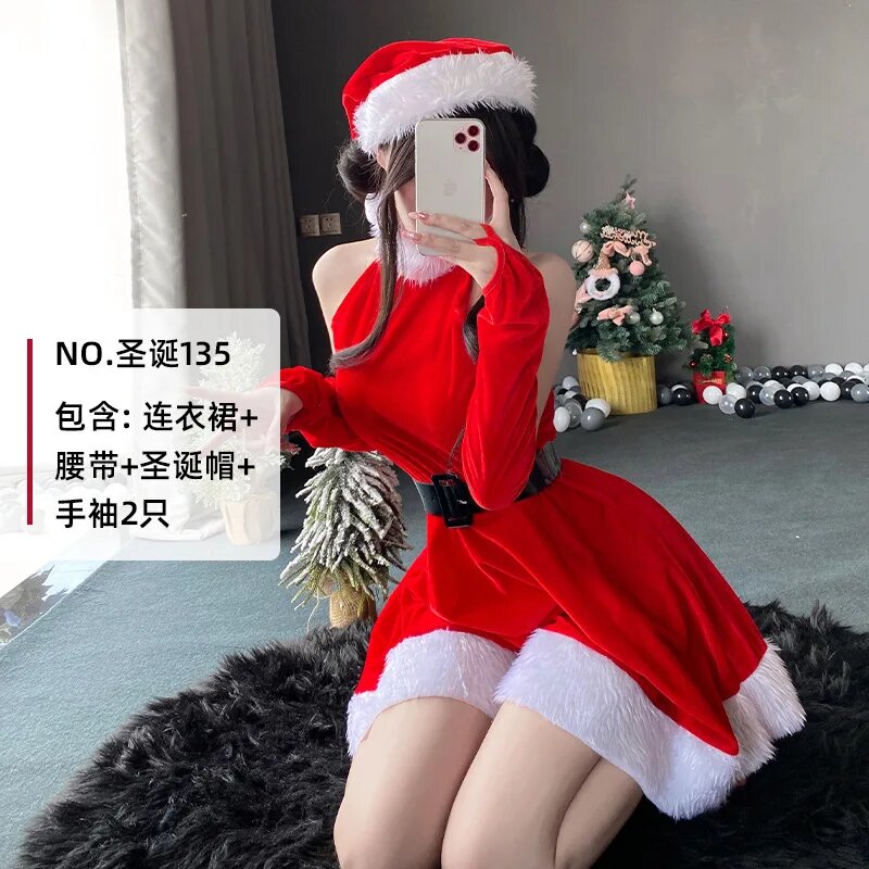 Цветной косплейер, рождественское платье для девочки, костюм, женский Рождественский костюм, кавайный Новогодний комплект, Карнавальная сценическая одежда для взрослых