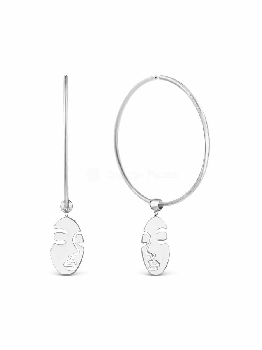 Серьги конго, серебро, 925 проба, родирование