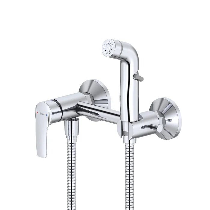 Гигиенический душ IDDIS Ray RAYSB00i08 со смесителем, хром, глянцевый, латунь, рычажный, смеситель для биде, с настенным держателем