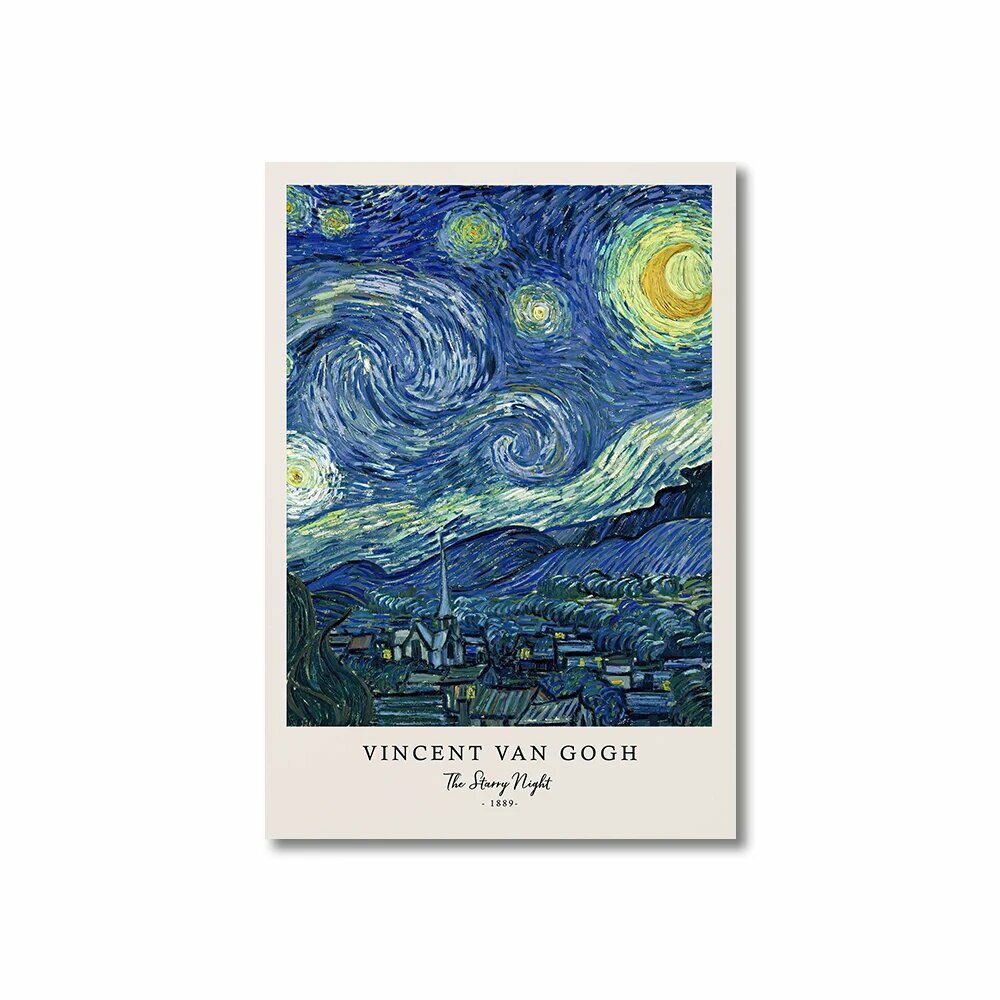 Картина на холсте "Звездная ночь" Ван Гог, 20x30см, цвет 01, без рамы