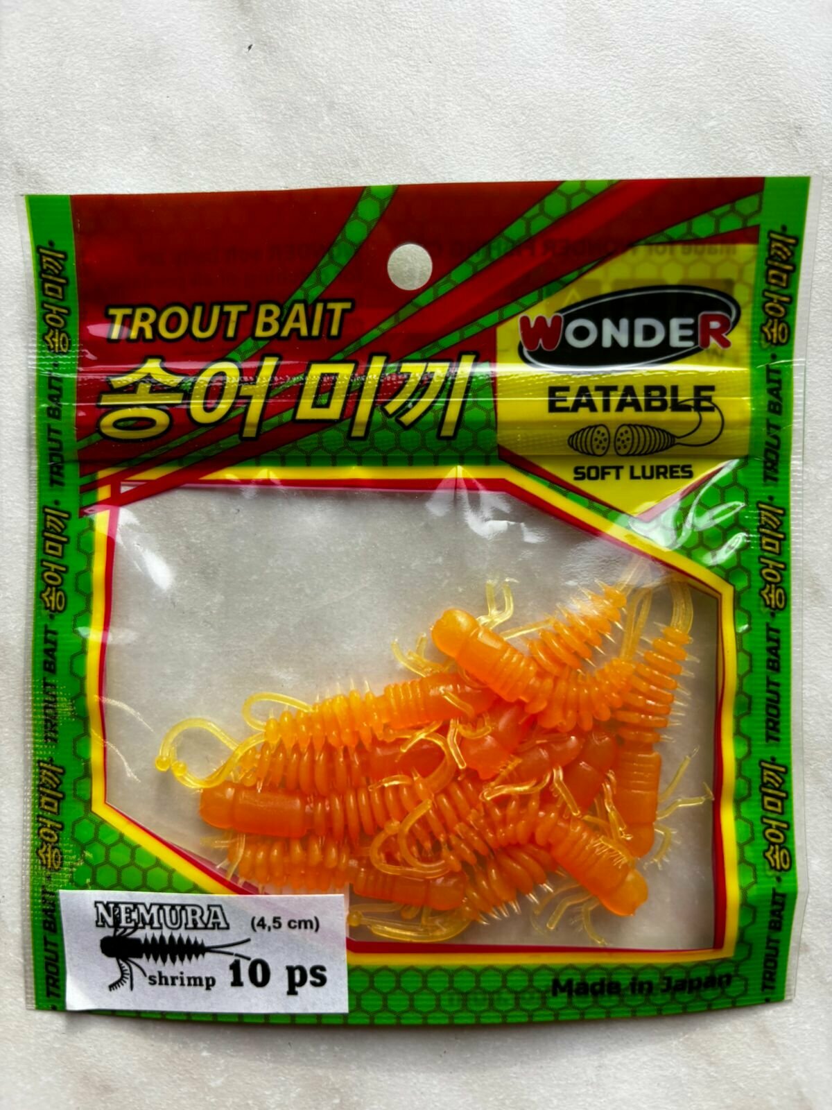 Силиконовая приманка для форели Wonder Trout Bait Nemura 4.5см. 10шт. №009