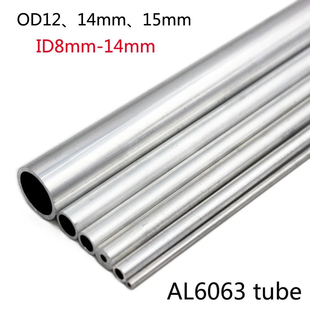 Алюминиевые трубы 6063 OD 12-15 мм ID 5-14 мм OD14mm x ID12mm, Length 500mm x 1pcs