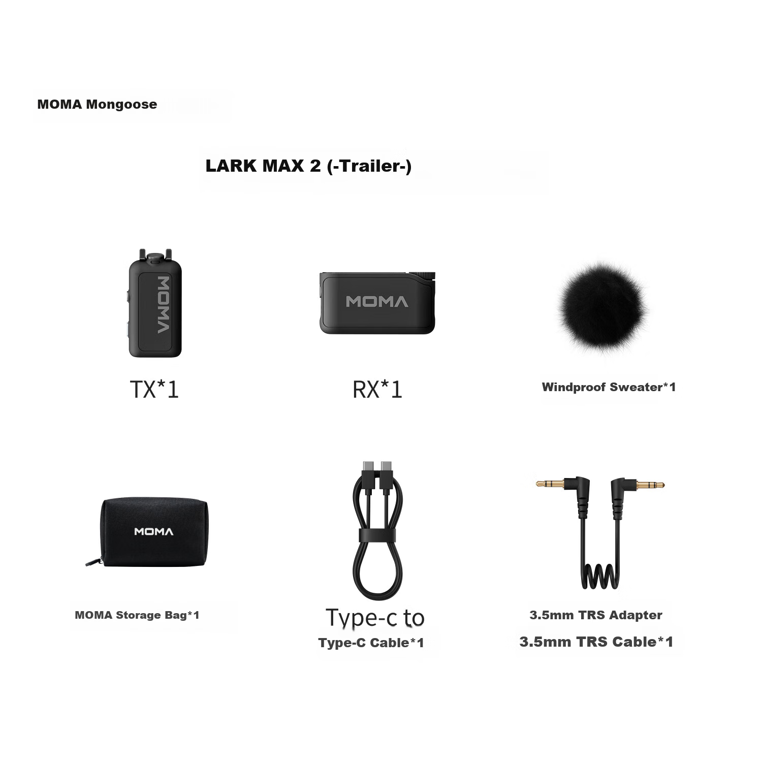 MOMA LARK MAX 2 беспроводной лепестковый микрофон с ИИ-шумоподавлением для профессиональной трансляции и записи