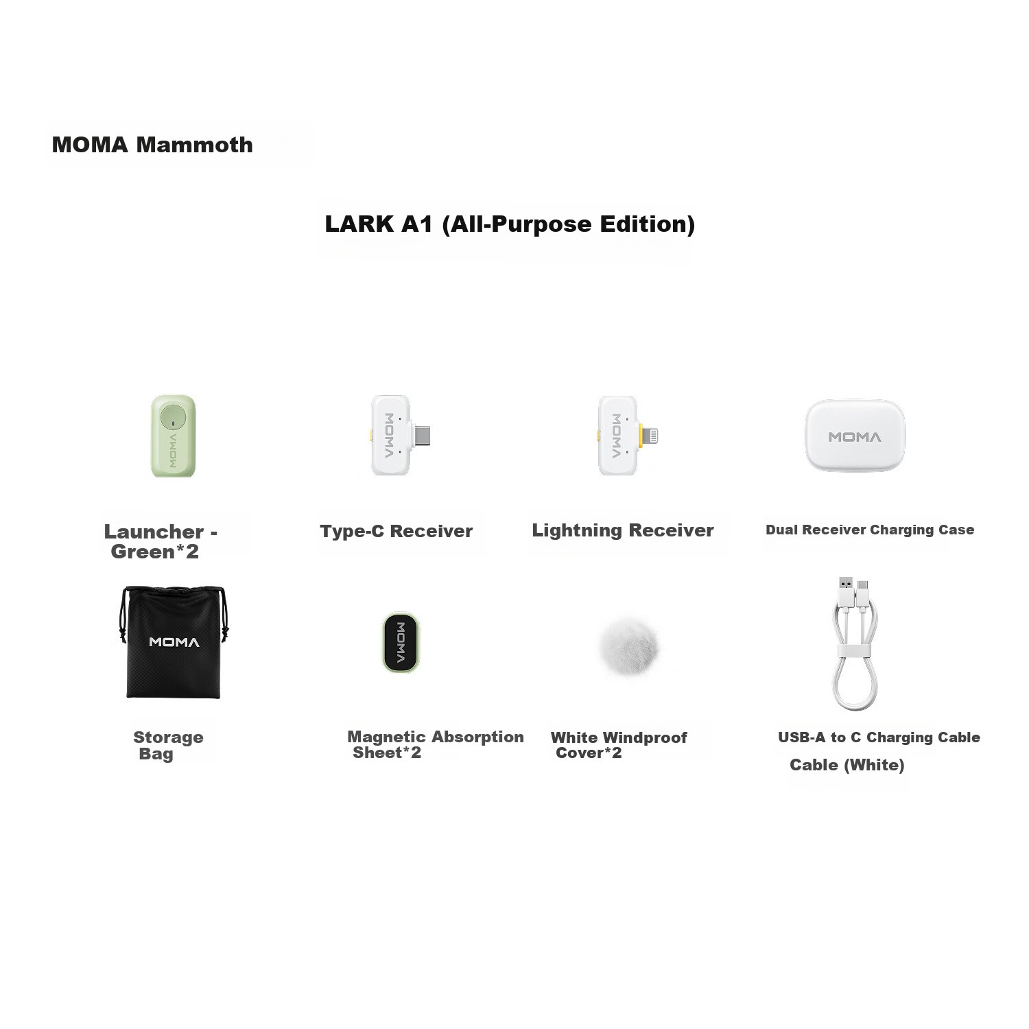MOMA LARK A1 беспроводной лавалерный микрофон для смартфона с двойным каналом и умным шумоподавлением Цвет：Версия Dual