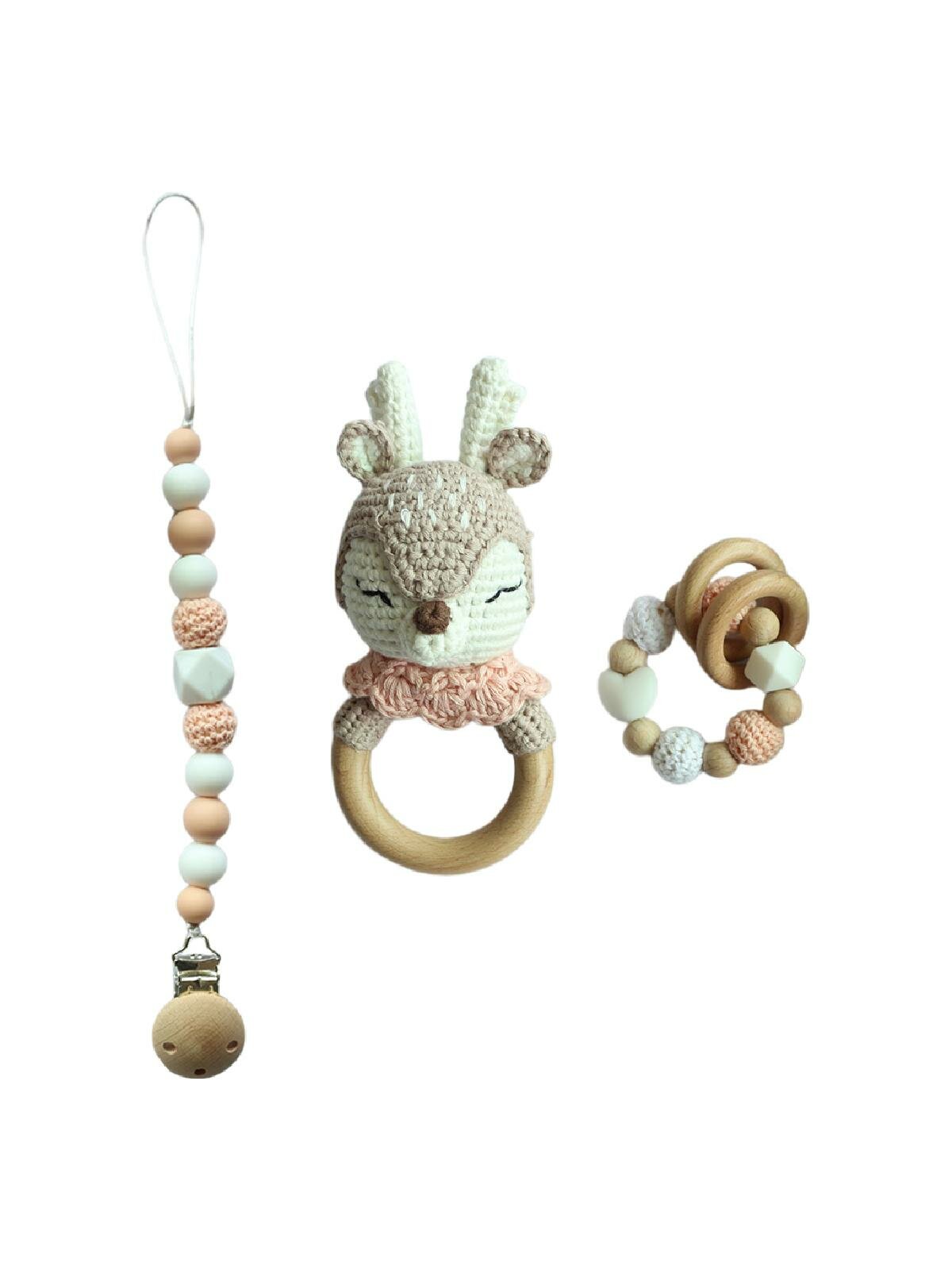 1 набор из 3 частей, палевая погремушка, игрушка-пустышка, браслет-цепочка из трех частей