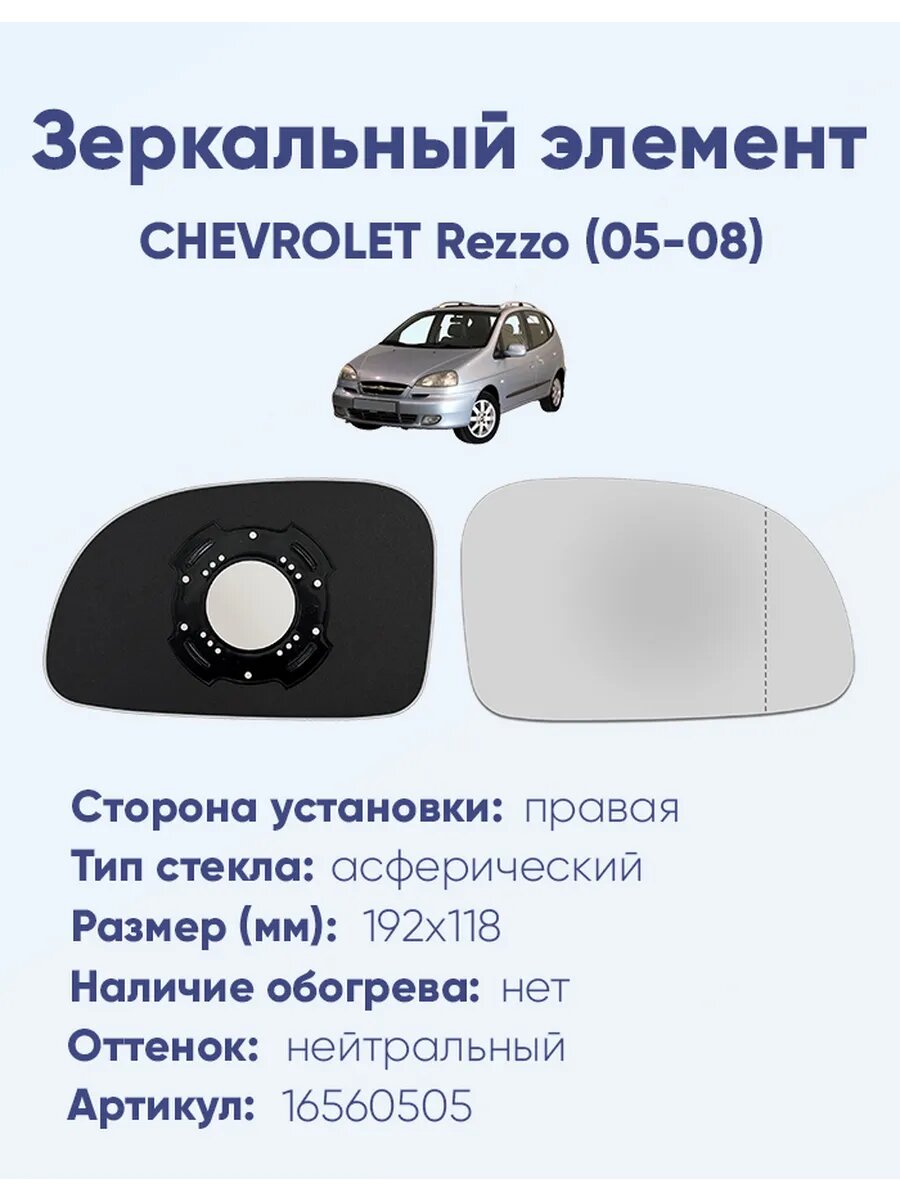 Зеркальный элемент правый CHEVROLET Rezzo (05-08)A16560505