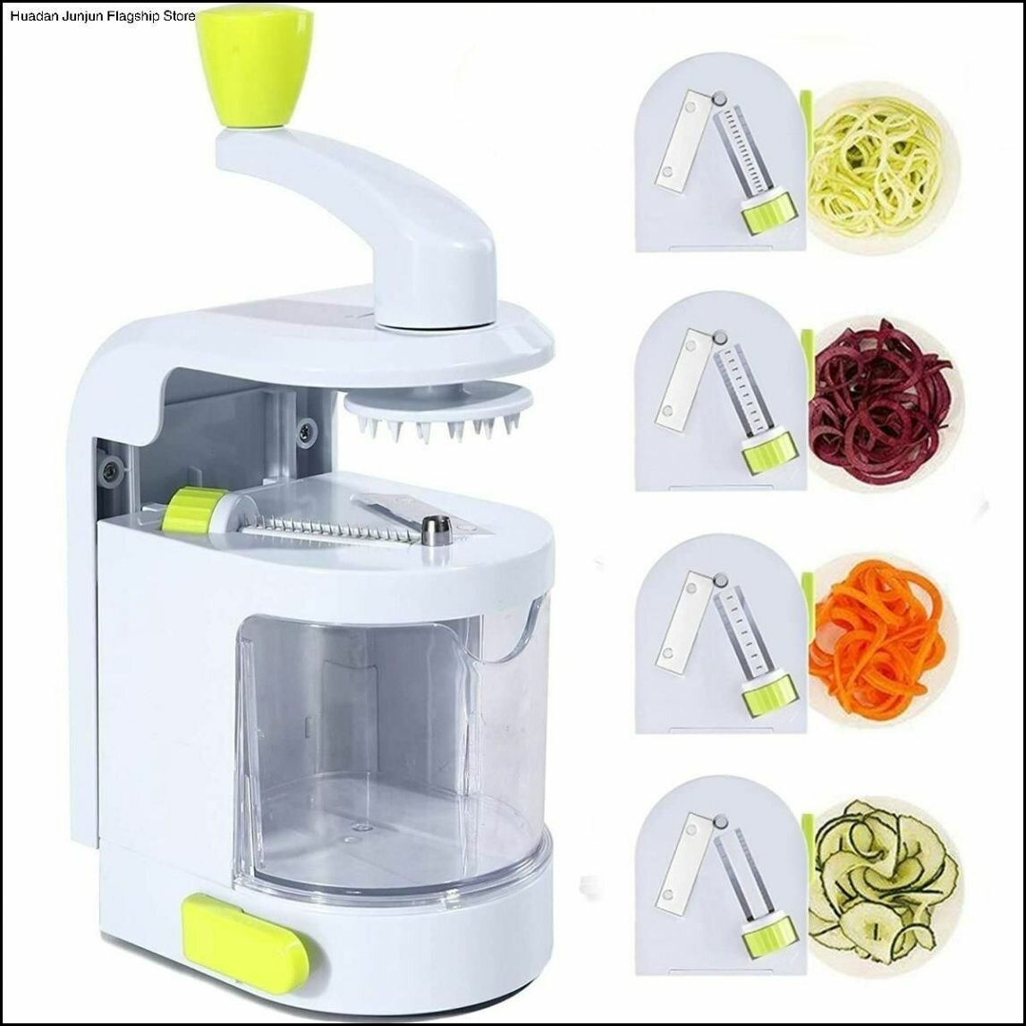 Эксклюзивный ручной спирализатор для овощей и фруктов с контейнером, механическая теркамультислайсер для корейской моркови и фигурной нарезки продуктов