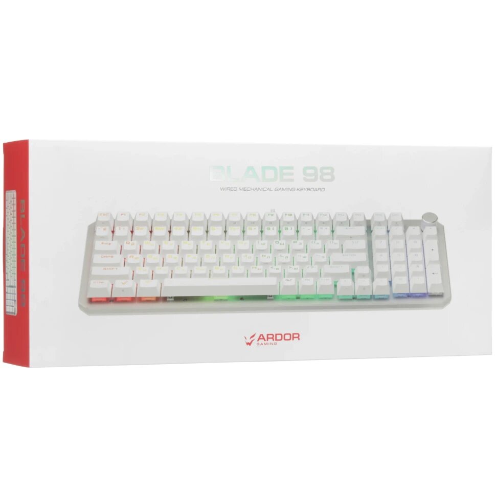 Клавиатура проводная ARDOR GAMING Blade 98, RGB, Kailh Red V2, белый
