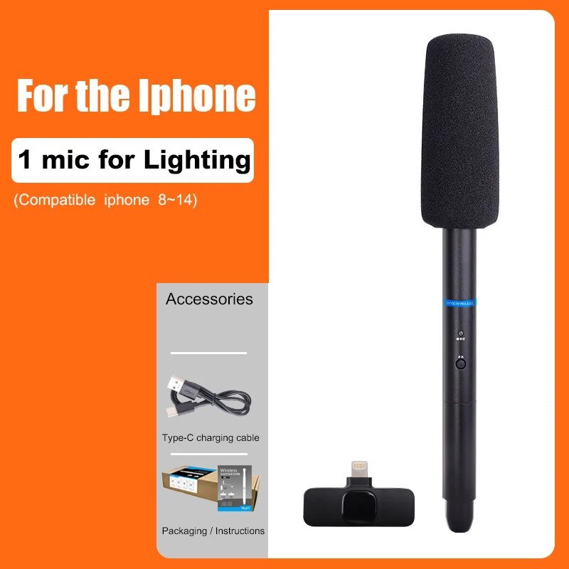 Беспроводной ручной микрофон для интервью 1 mic for Lighting
