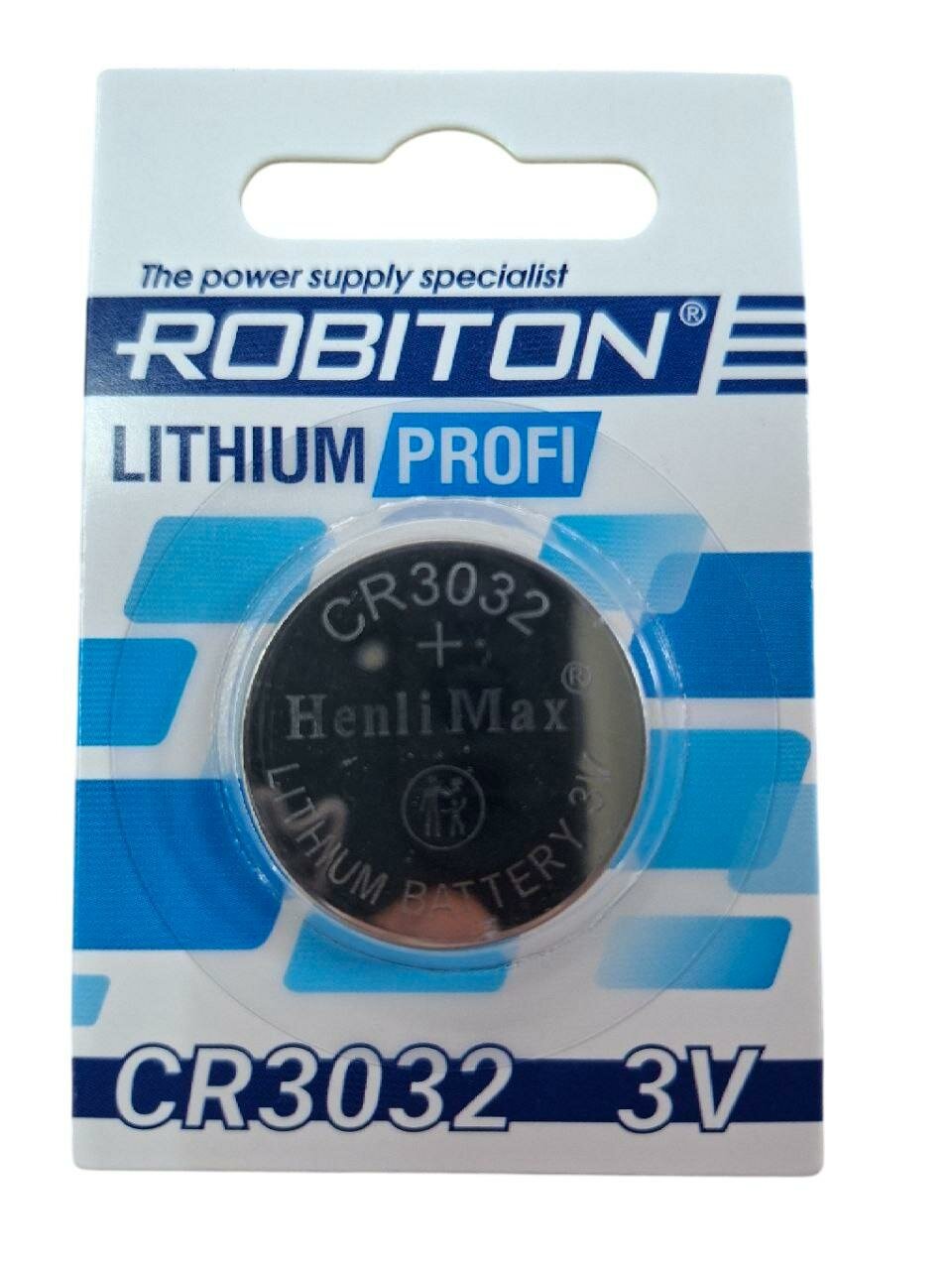 Дисковая батарейка Robiton CR3032 Lithium Battery 3v BL1 R-CR3032-BL1, 1шт.