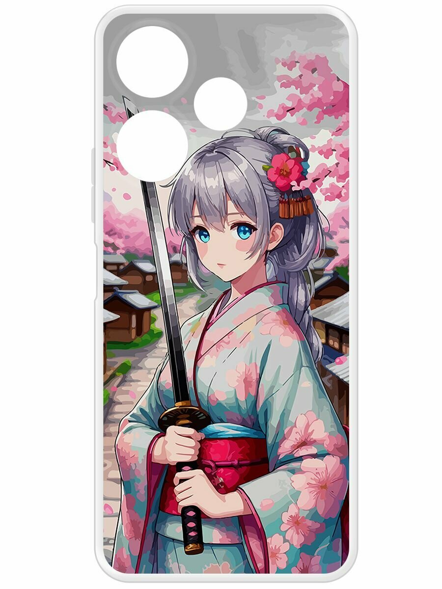 Чехол-накладка Krutoff Clear Case Сакура-сан для Xiaomi Poco M6 4G
