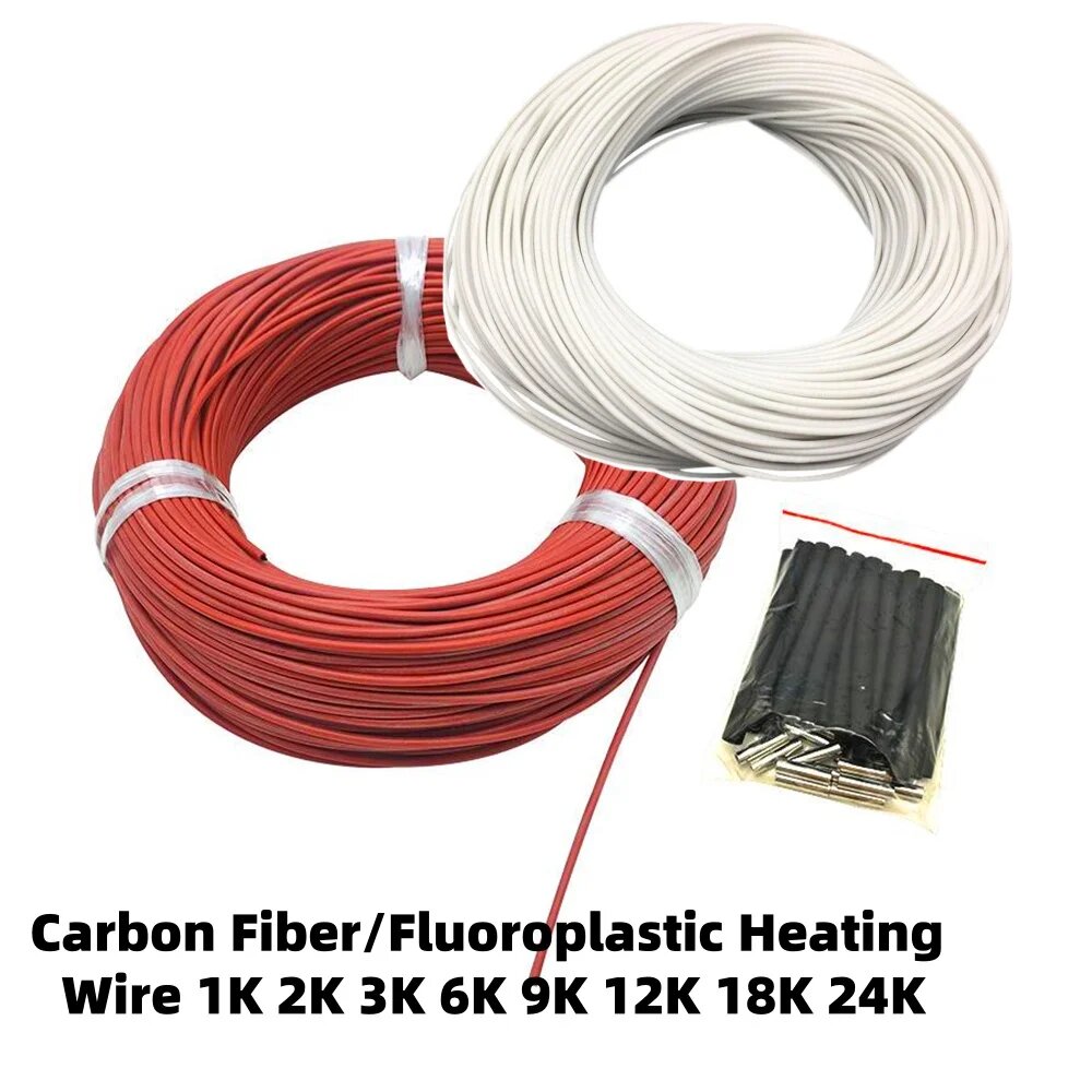 Инфракрасные нагревательные кабели из углеродного волокна 3K 133 Ohm, Rubber Jacket, 100 meters