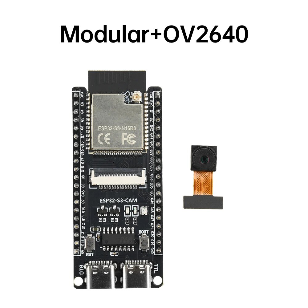ESP32-S3 N16R8 CAM Макетная плата Wi-Fi + Bluetooth CH340 Модуль OV2640 Комплект электронных компонентов камеры, B