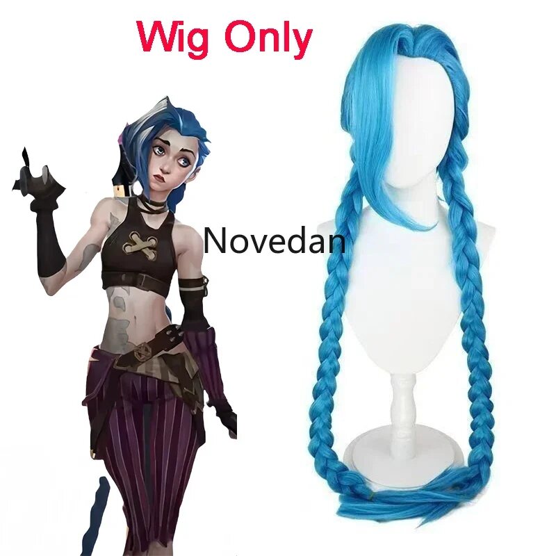 Косплей костюм Jinx Loose Cannon Arcane 2 Novedan Синий, One Size, Jinx Wig