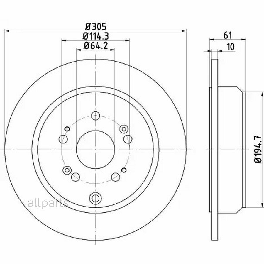 TEXTAR 92243803 Диск тормозной задний ACURA RDX 12-18 / HONDA CR-V II/III/IV TEXTAR 92243803