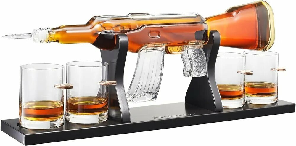 Декантер "Графин в виде пистолета, с пулями, подарочный набор графинов"