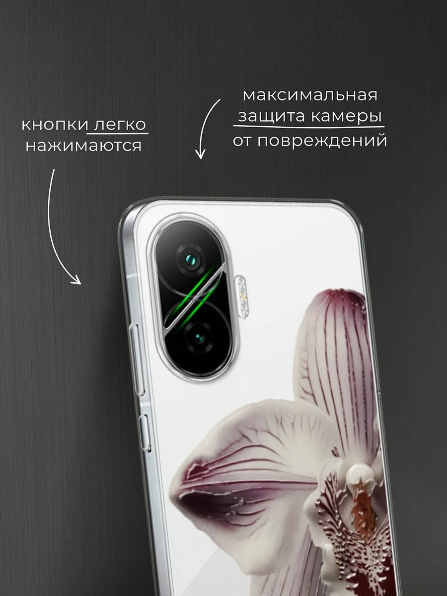 Силиконовый чехол на Poco F7 / Поко F7 с принтом Белая орхидея — фото 1