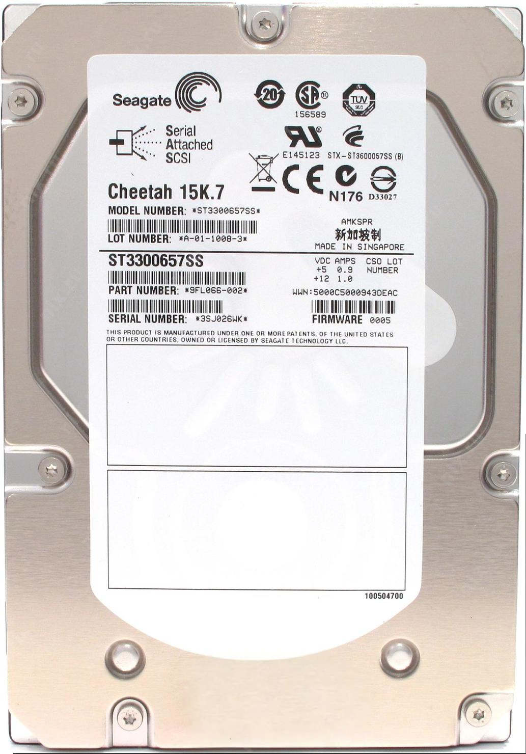 Жесткий диск HDD 3.5" 300Gb, SAS, Seagate, 15000rpm, 16Mb, Cheetah 15K.7 (ST3300657SS)