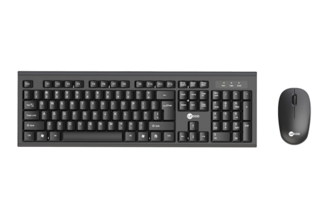 Беспроводной набор клавиатуры и мыши Lenovo KW200 офисный и игровой, черный