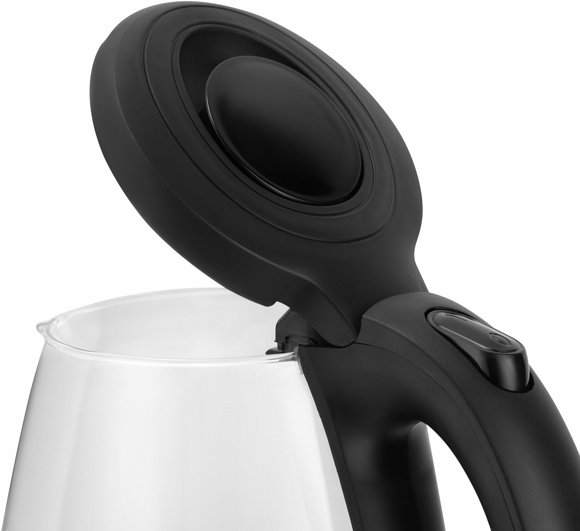 Электрический чайник Maxwell MW-1004, 2200W, прозрачный, черный, пластик, стекло, 1.7 л