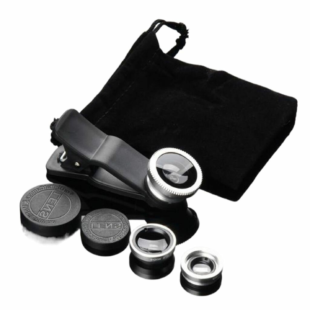 Подходит для съемки на камеру мобильного телефона, объектив "рыбий глаз" / широкоугольный макро-объектив с тремя углами обзора "три в одном"-серебристый