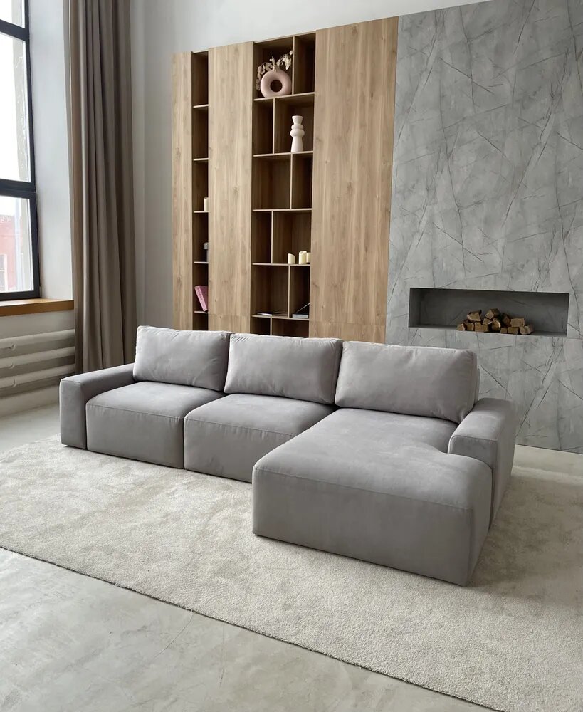 Угловой диван Леон, лофт, с независимым пружинным блоком, механизм Еврокнижка, 320х170х80 см