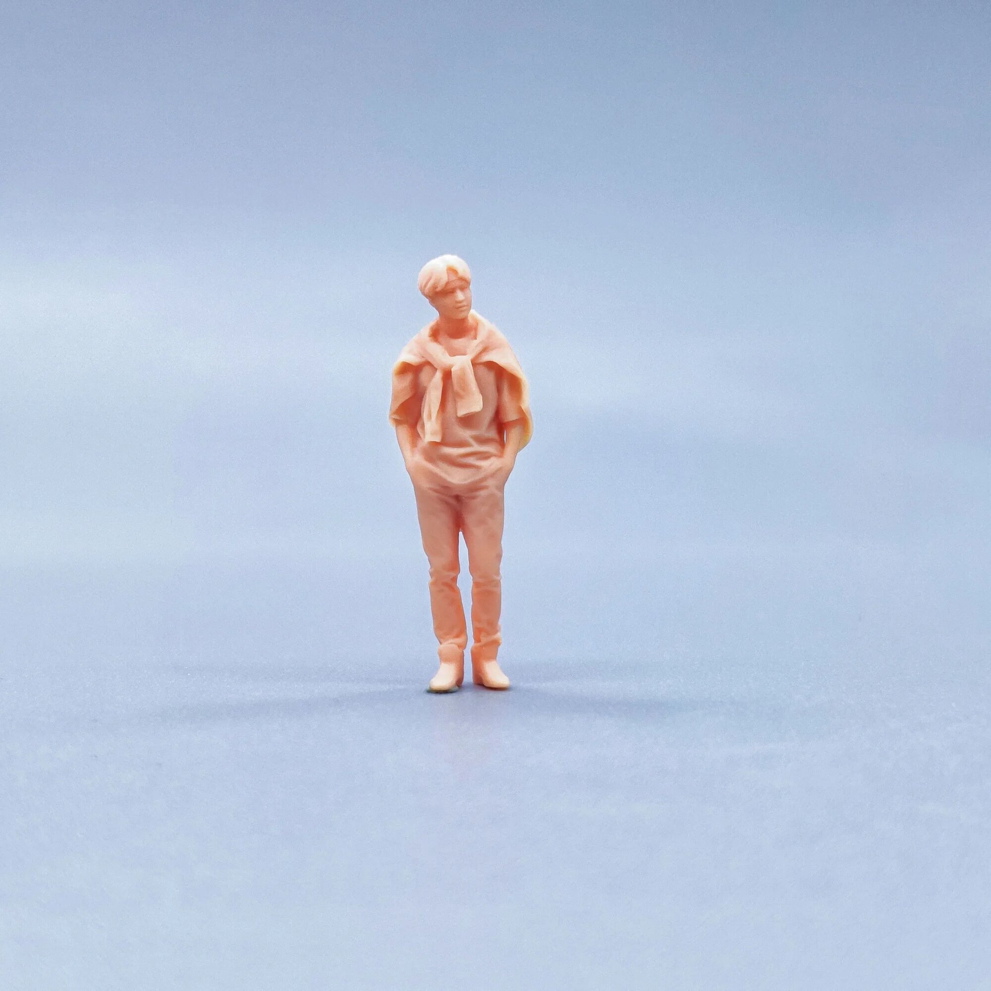 Масштабная Фигурка Из Смолы 1/64 С Длинными Рукавами И Карманами, Неокрашенная Миниатюра Для Диорамы, Раскрашиваемая Вручную