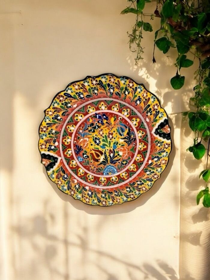 Тарелка декоративная интерьерная "Восточный узор" D 26 см керамика ручная работа