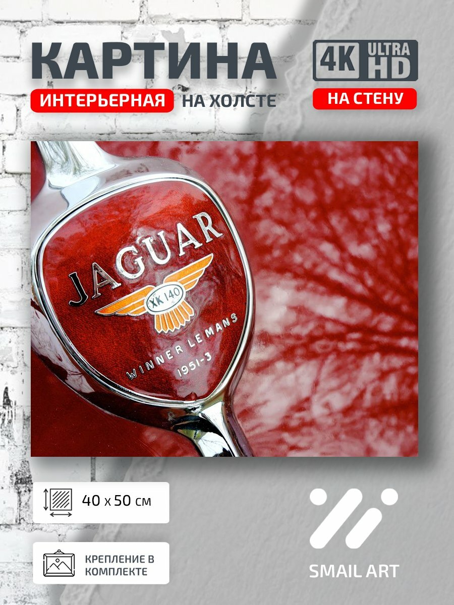 Картина на холсте интерьерная 40 на 50 на стену Машина Jaguar для киномана авто дизайн