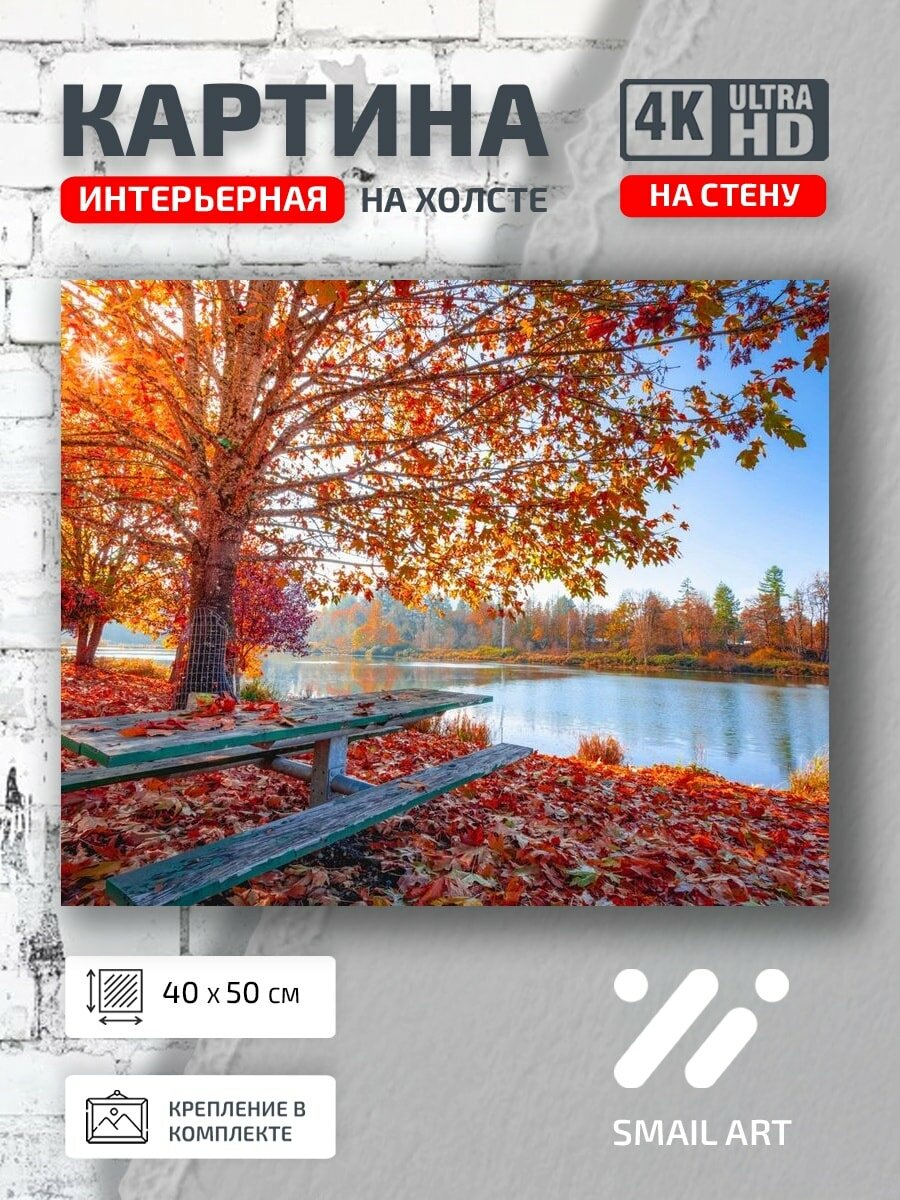 Картина на холсте интерьерная 40 на 50 на стену Осенний клен для гостиной пейзаж