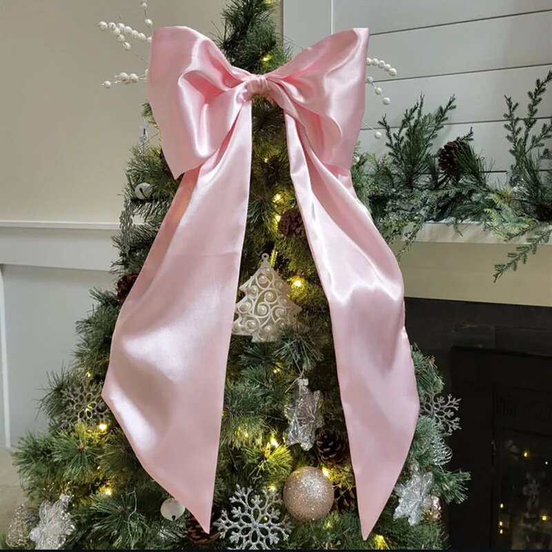 Рождественская елка с бантом 40*100 см Розовый, Pink