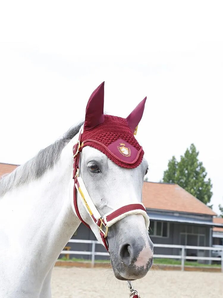 Ушки для лошадей CAVASSION EQUESTRIAN темно-синие вязаные для защиты от насекомых — фото 1