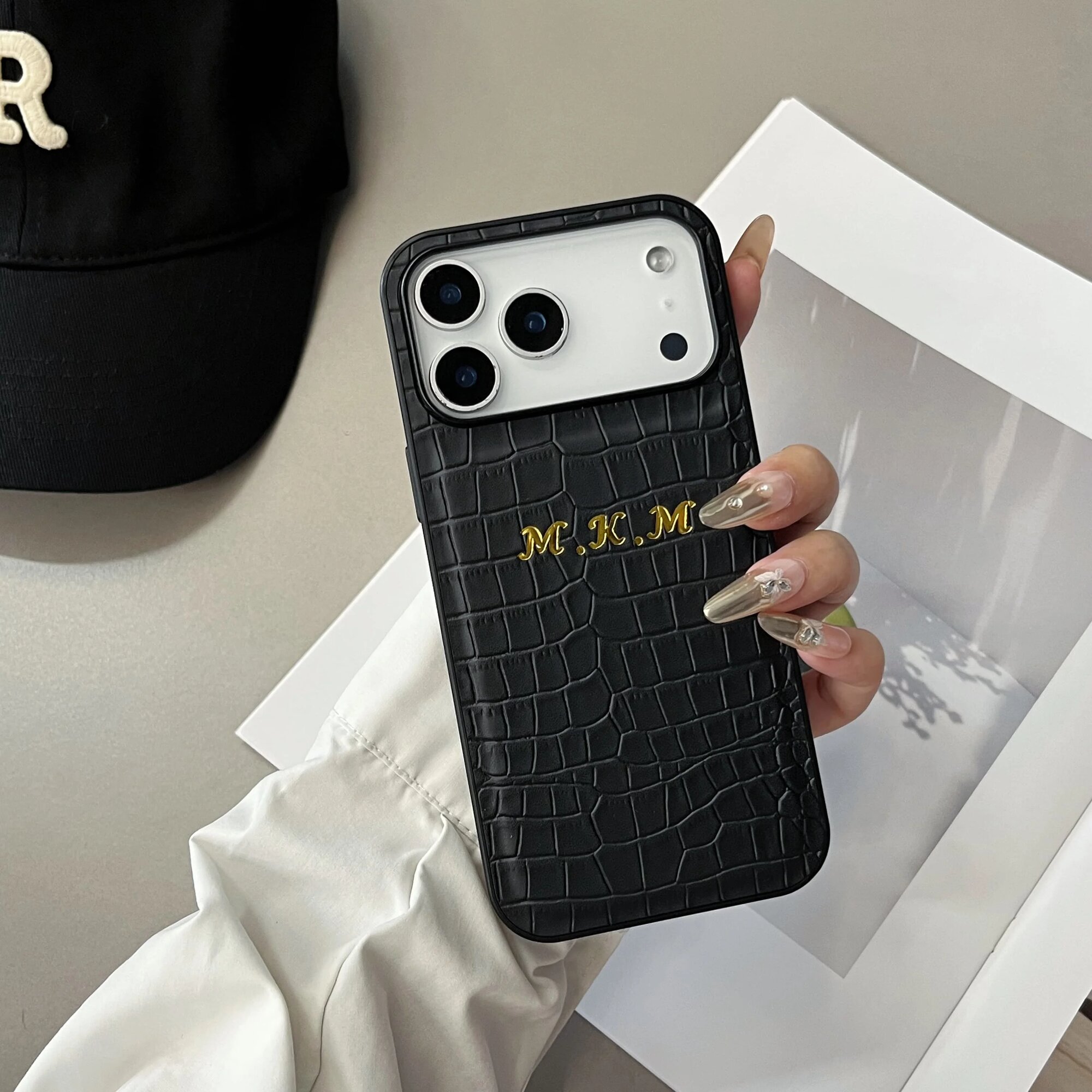 Роскошный чехол из искусственной кожи с классическим крокодиловым узором для iPhone 17, 16, 15, 14, 13, 12, 11 Pro Max 17, тиснение из воздушной фольги black 2, For iPhone17ProMax