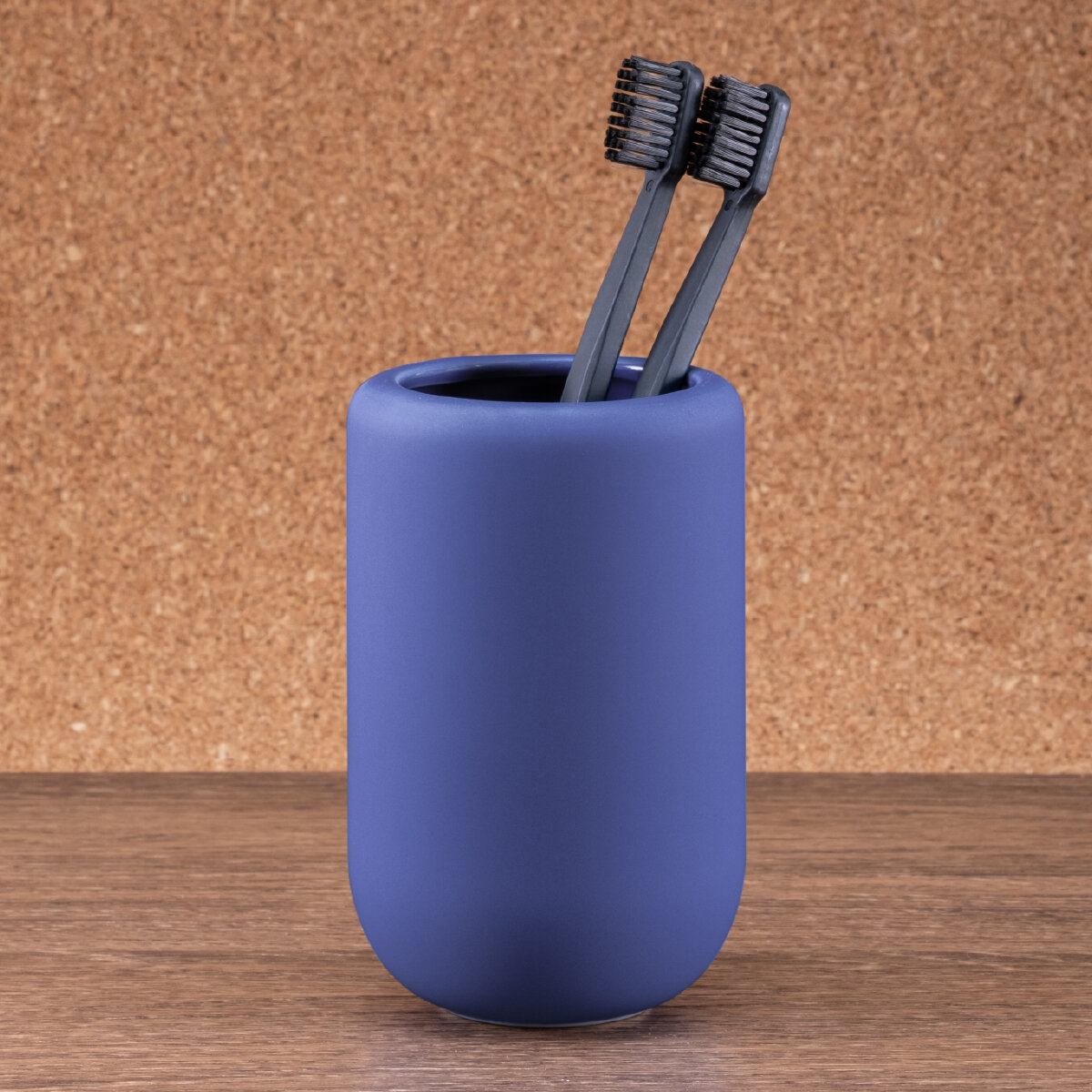 Стакан для зубных щеток керамический с покрытием soft touch, Terapy синий