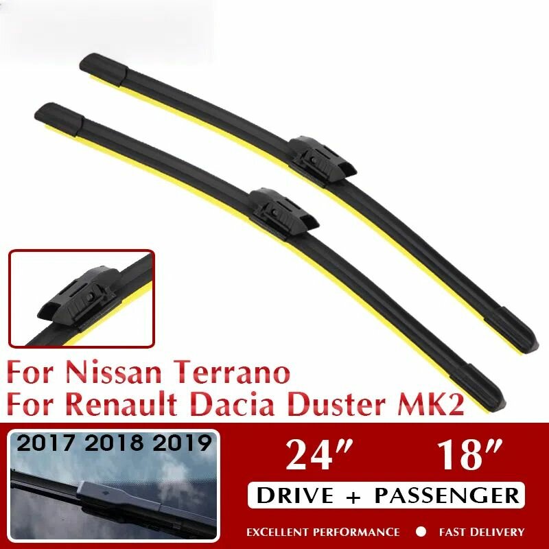 Лобовое стекло стеклоочистителя силиконовые лезвия для Renault Dacia Duster MK 2 для Nissan Terrano 2017 -2019 24 "18"