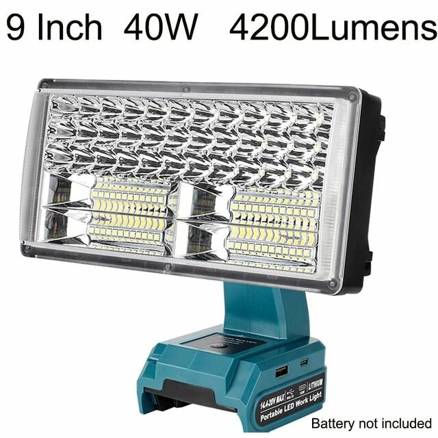 Портативный 9-дюймовый беспроводной светодиодный фонарь-прожектор 40W для Makita