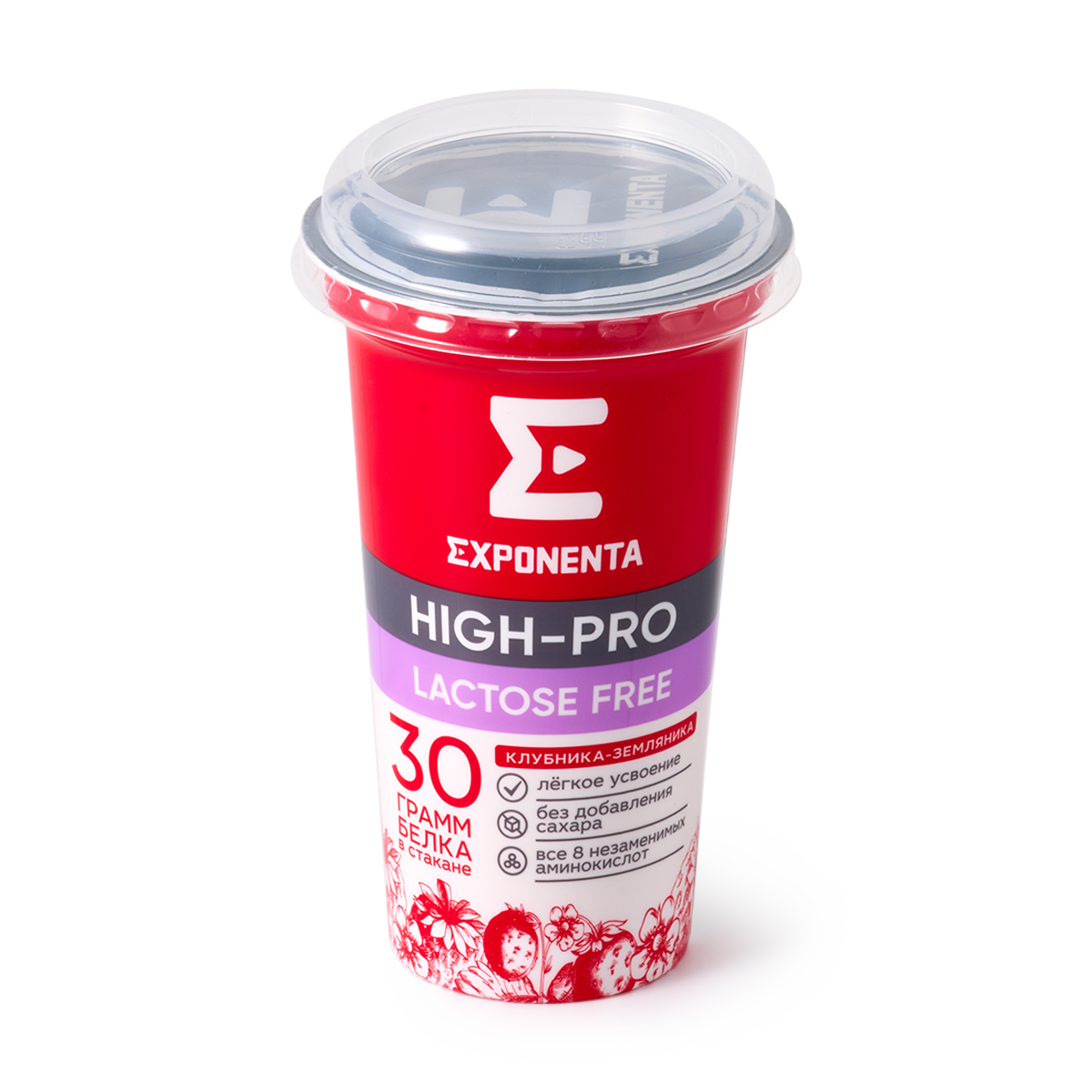 Напиток кисломолочный Exponenta High-Pro клубника-земляника, без лактозы, без добавления сахара, 250 г